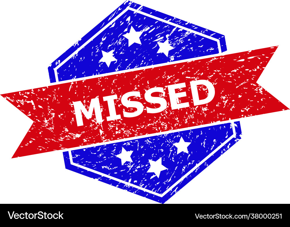 Hexagon bicolor missed watermark with distress Vector Image
