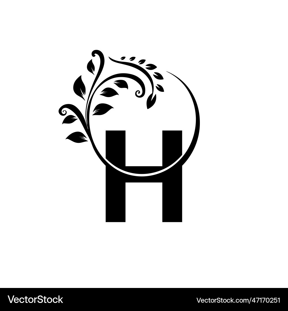 Letter h flower ornament logo Royalty Free Vector Image