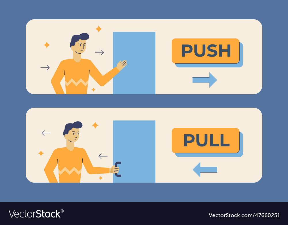 Push pull sign Royalty Free Vector Image - VectorStock