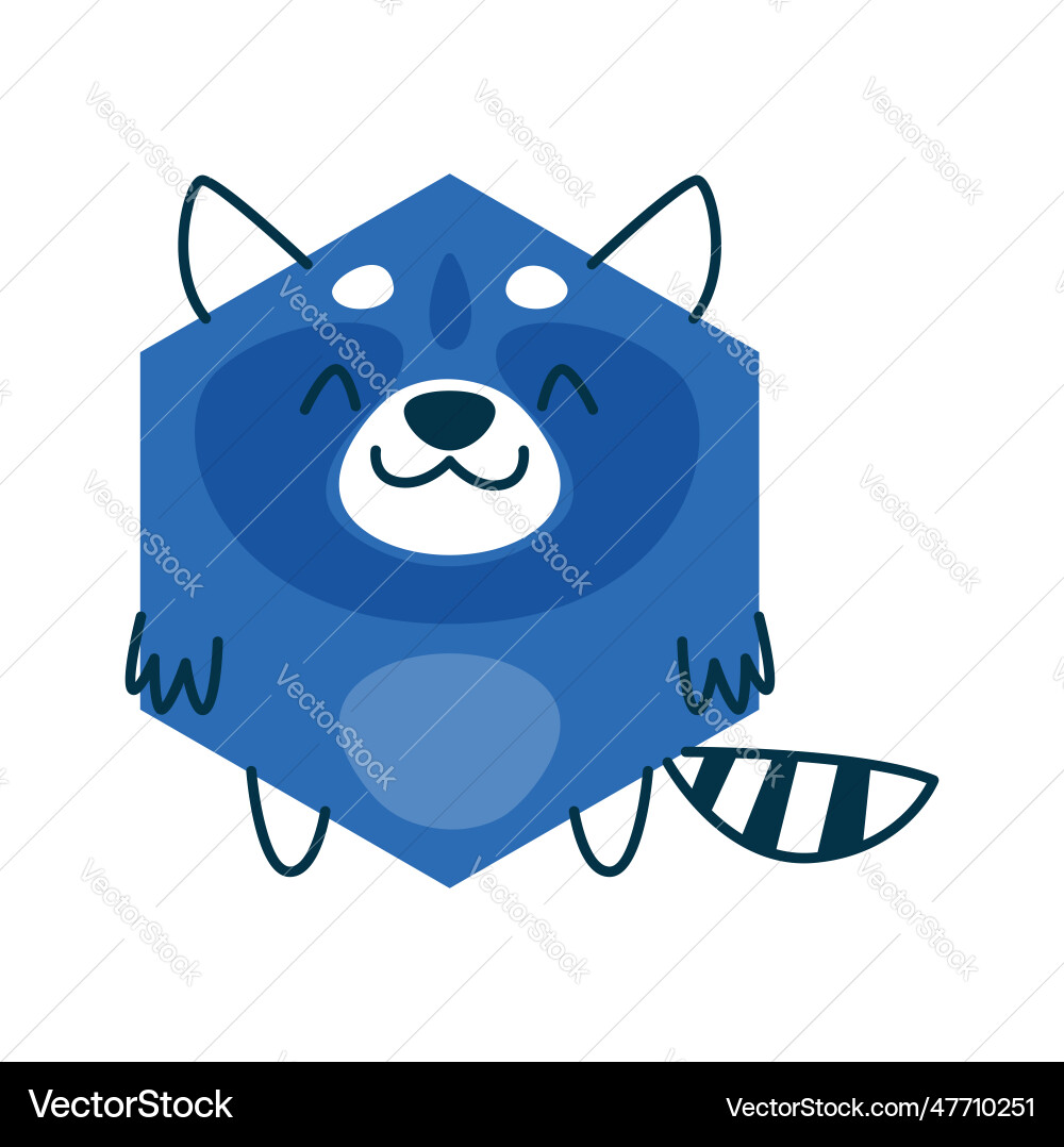 Raccoon cartoon animal math shape character Vector Image