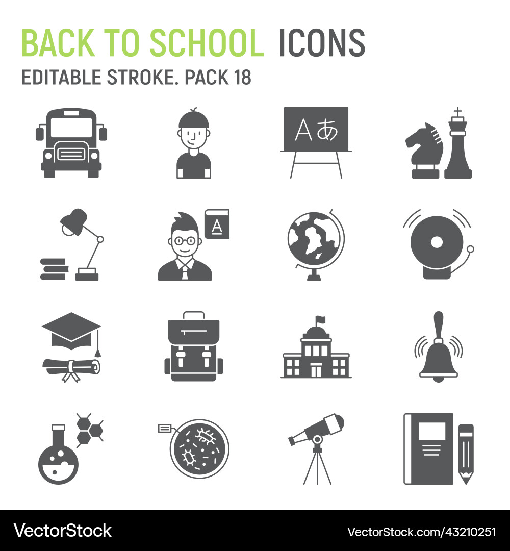 School glyph icon set Royalty Free Vector Image