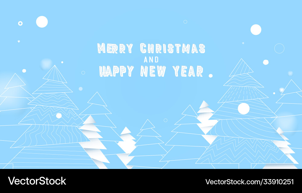 Simple christmas tree in blue and white colors Vector Image