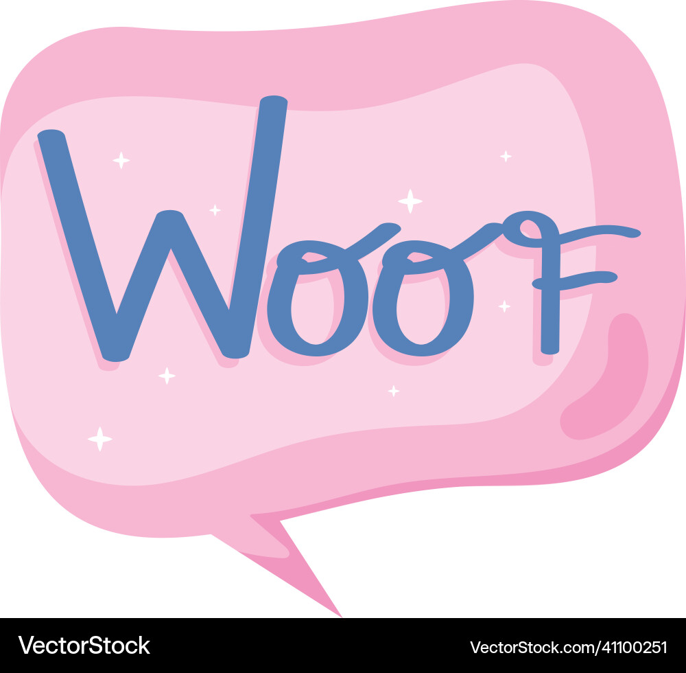 Woof lettering in bubble Royalty Free Vector Image