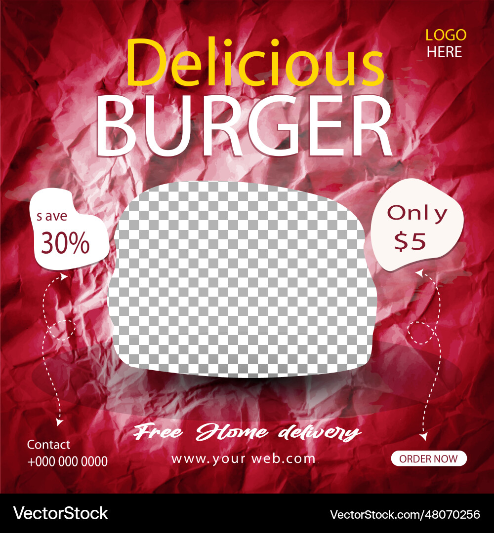 Burger business promotional template Royalty Free Vector
