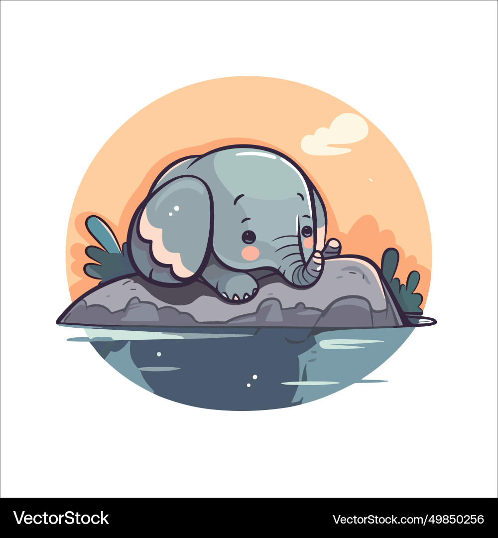 Cartoon elephant element sticker education Vector Image