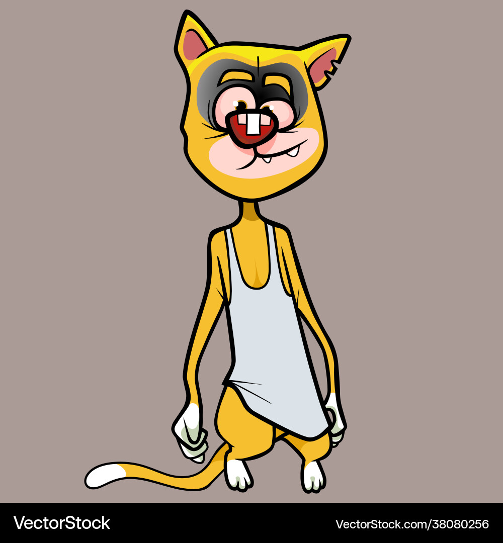 Cartoon yellow cat bully with a plaster on his Vector Image