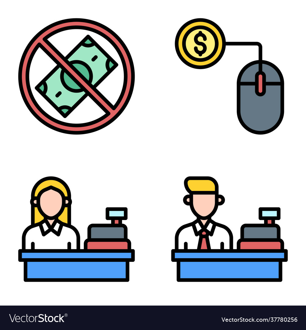 Cashier and digital payment icon set Royalty Free Vector Cashier and digital payment icon set Royalty Free Vector
