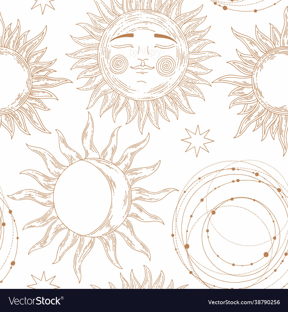 Celestial pattern seamless background Royalty Free Vector