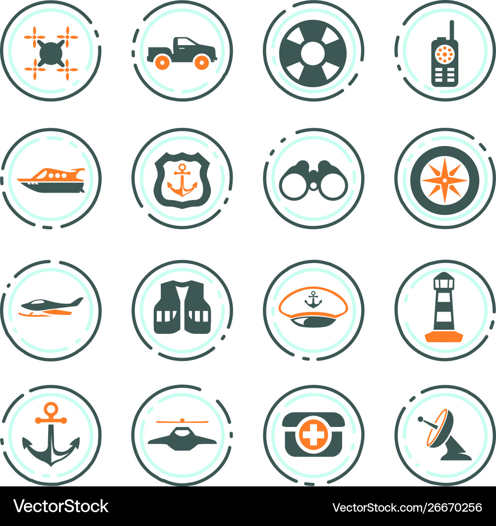 Coast guard icons set Royalty Free Vector Image