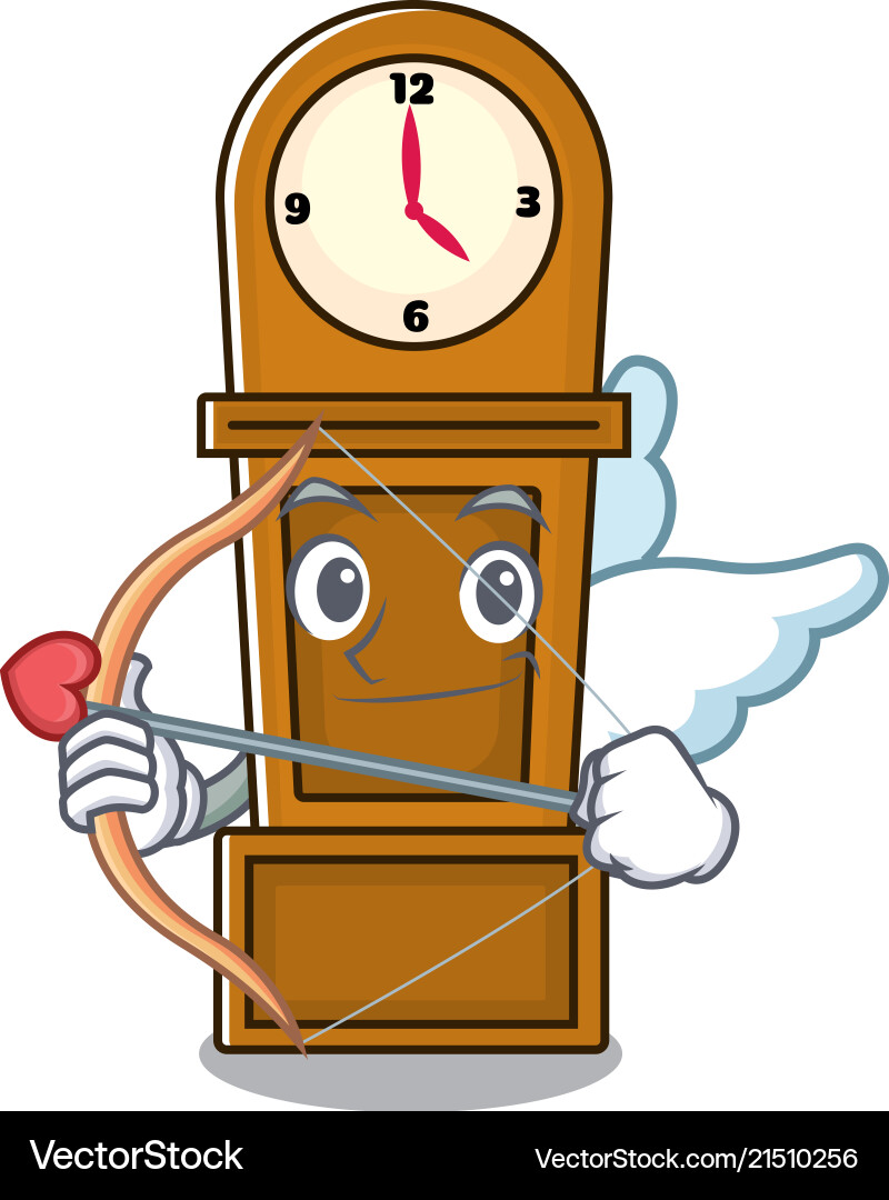 Cupid grandfather clock character cartoon Vector Image