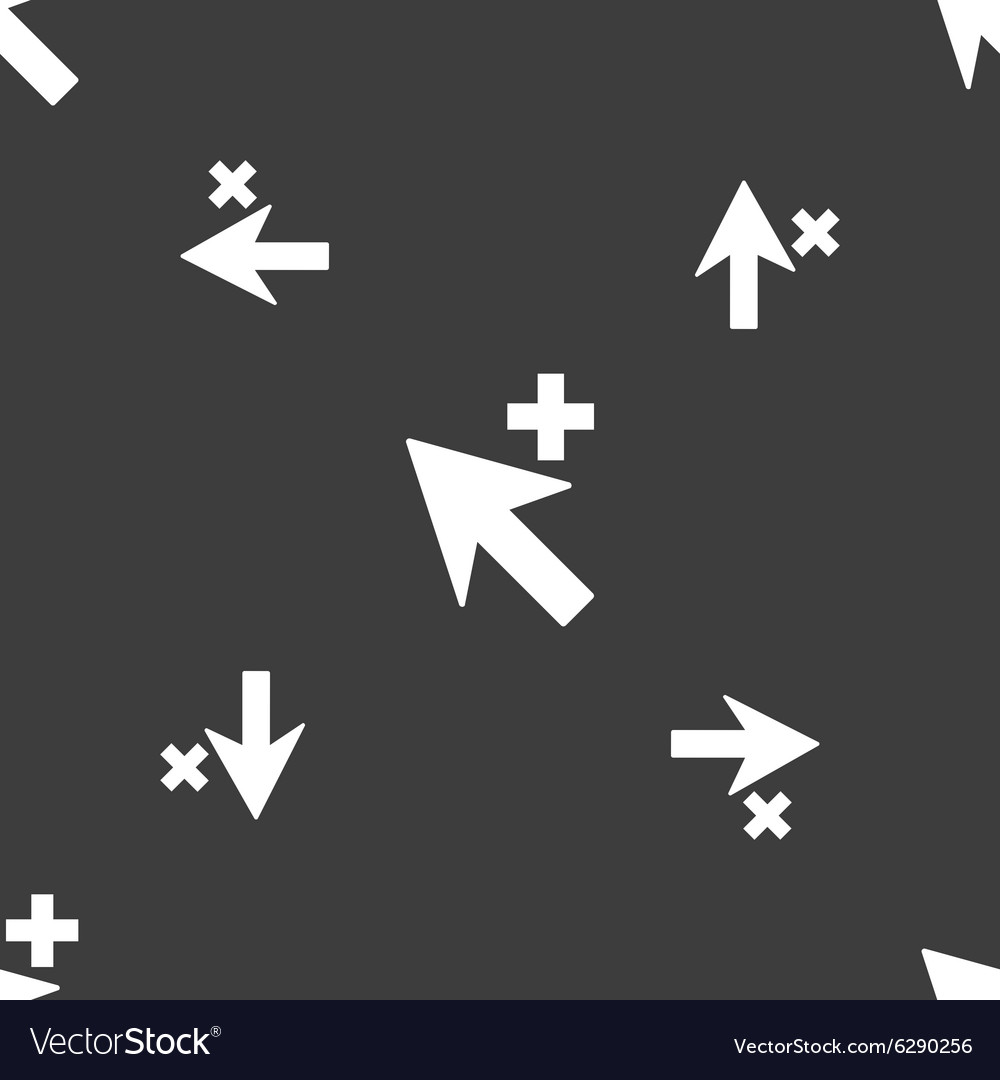 Cursor arrow plus add icon sign seamless pattern Vector Image