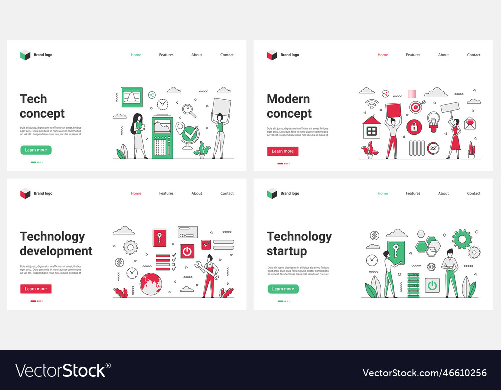 Development of startup with tech solutions modern Vector Image