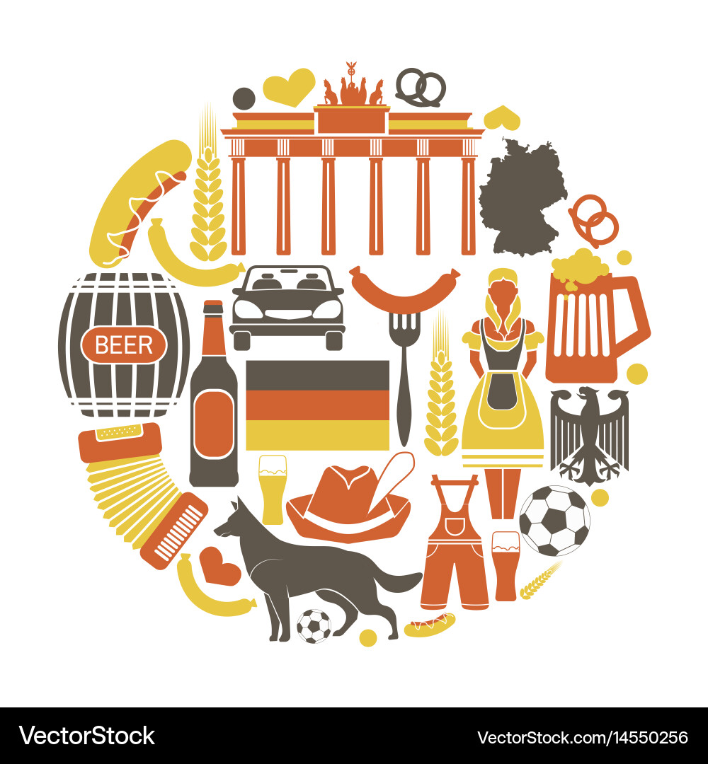 Germany travel sightseeing icons Royalty Free Vector Image