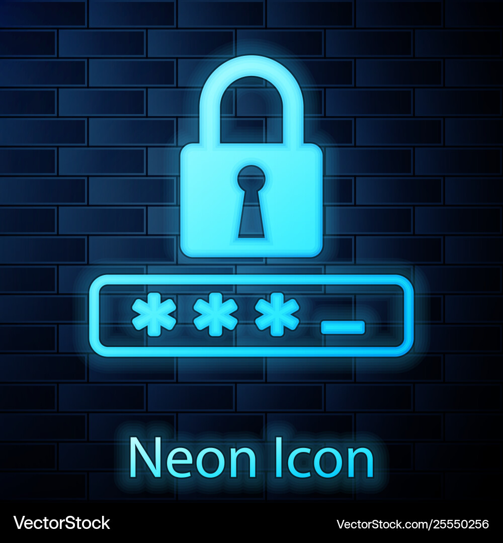 Glowing neon password protection and safety access