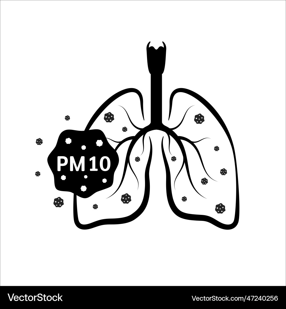 Human lungs icon warning sign pm 10 dust air Vector Image