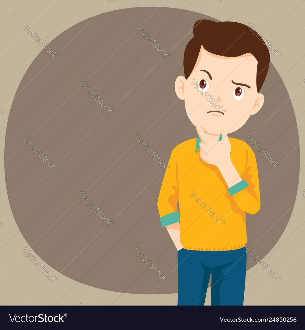 Man is thinking with problem Royalty Free Vector Image