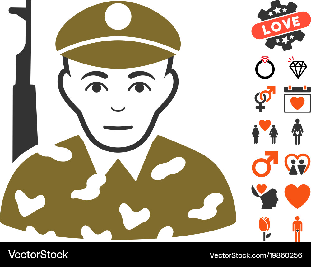 Soldier icon with lovely bonus Royalty Free Vector Image