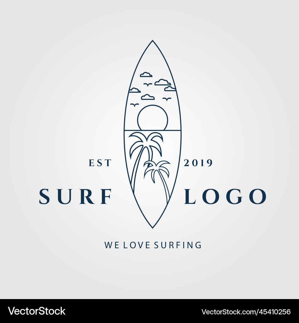 Surf line art logo icon and symbol Royalty Free Vector Image