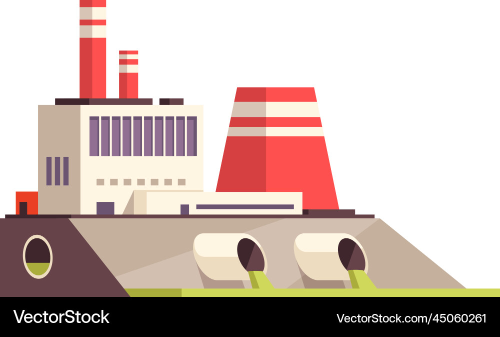 Chemical factory pollution composition Royalty Free Vector