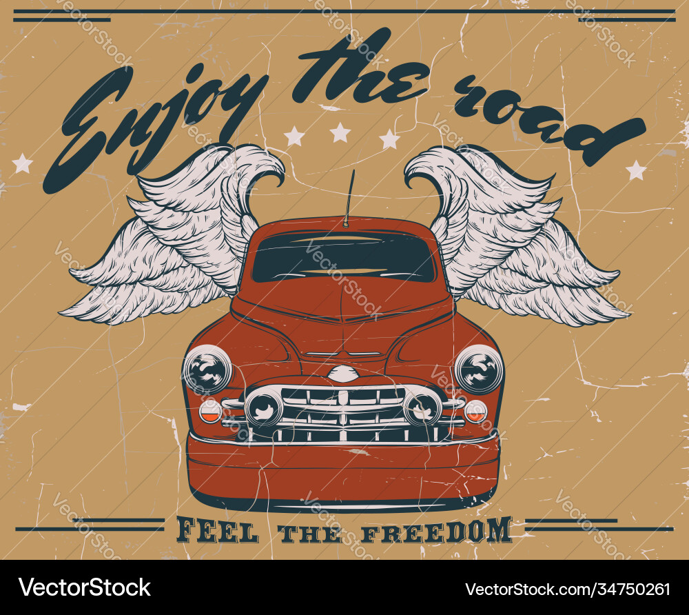 Enjoy road feel freedom quote Royalty Free Vector Image