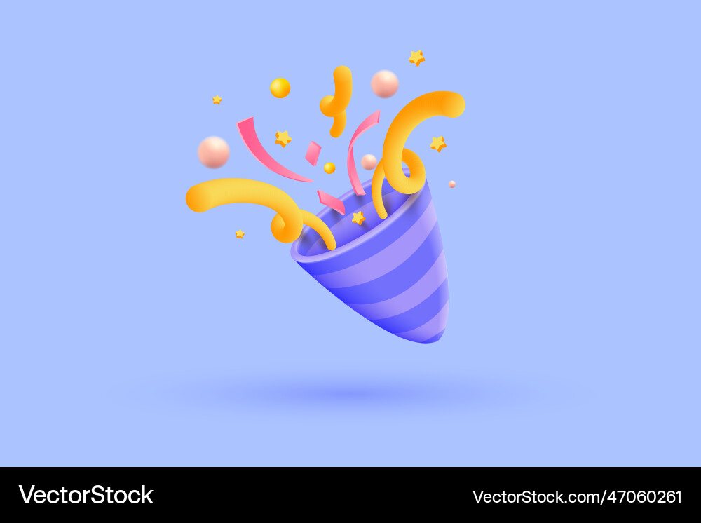Modern 3d of party poppers Royalty Free Vector Image