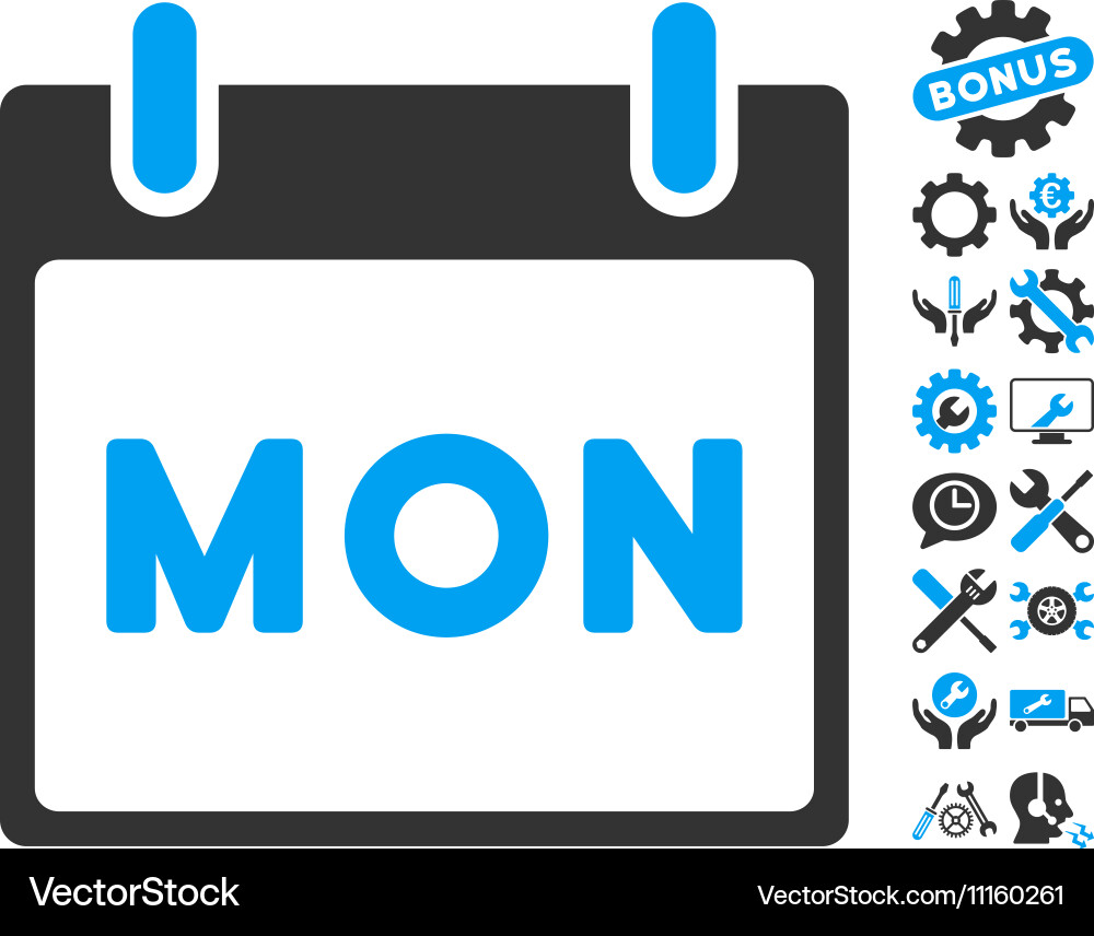 Monday calendar page icon with bonus Royalty Free Vector