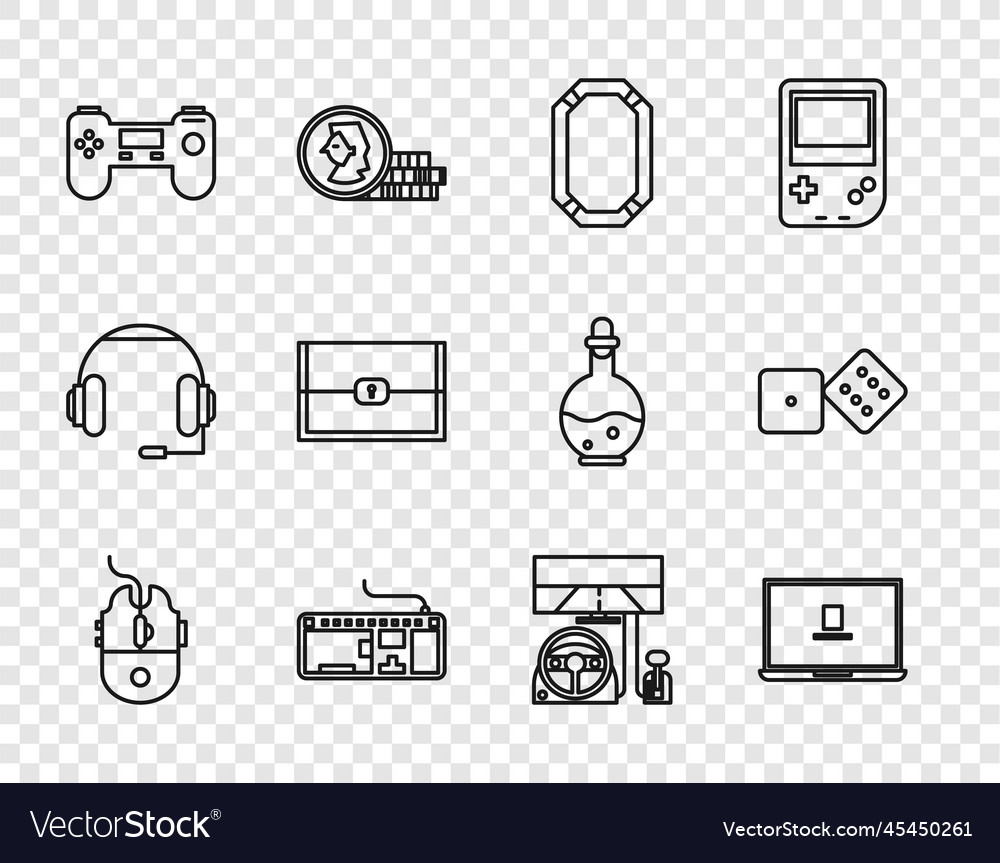 Set line computer mouse gaming laptop poker Vector Image