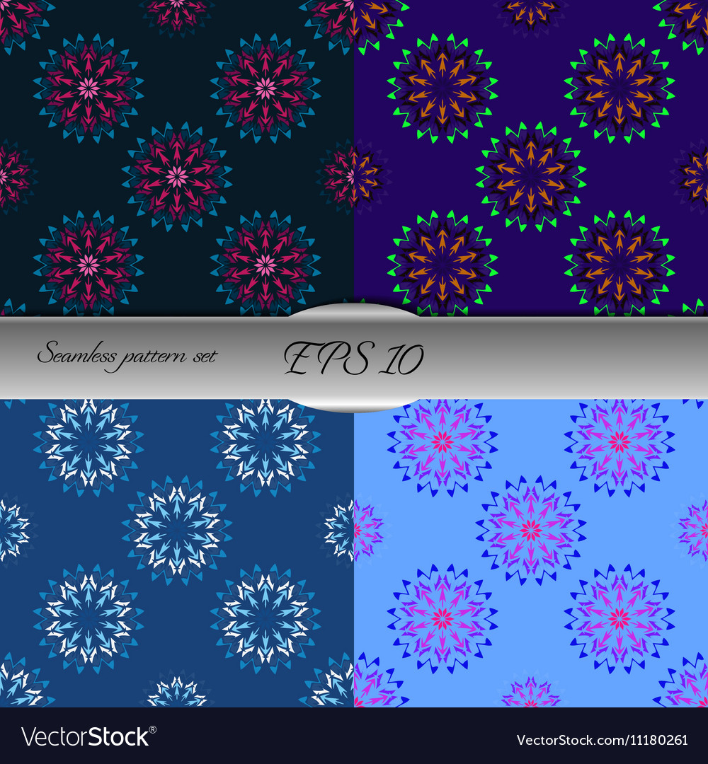 Set of elegant seamless patterns with floral Vector Image