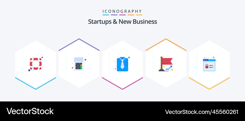 Startups and new business 25 flat icon pack Vector Image