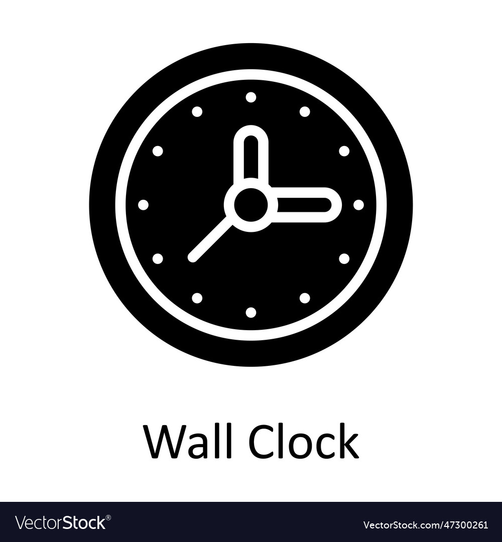 Wall clock solid icon design Royalty Free Vector Image
