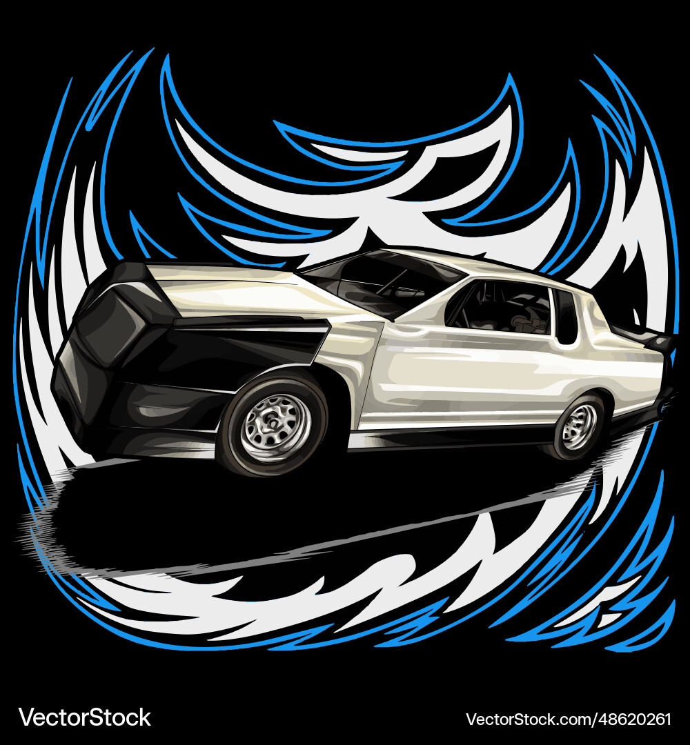 White drag racing car with black strip Royalty Free Vector