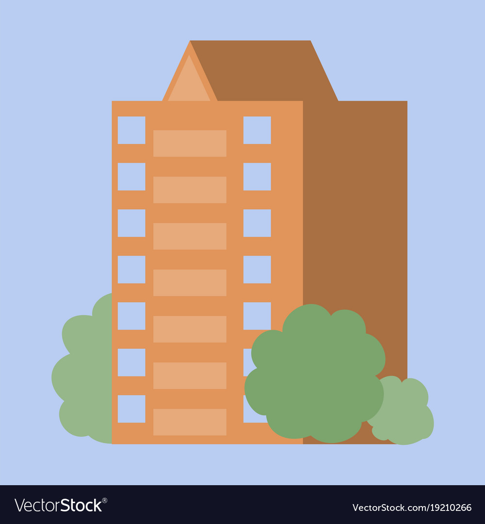 A modern multi-storey building with complex Vector Image