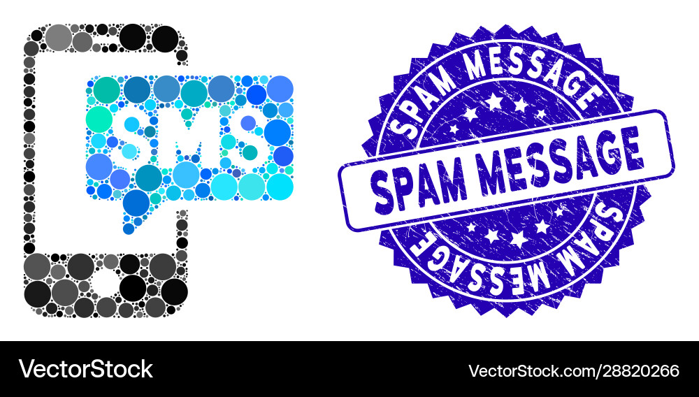 Collage phone sms icon with distress spam message Vector Image