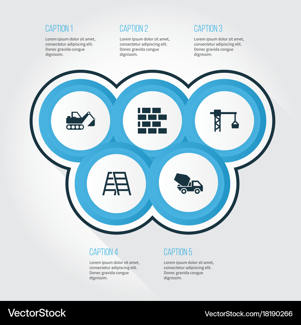 Construction icons set collection of wall digger Vector Image