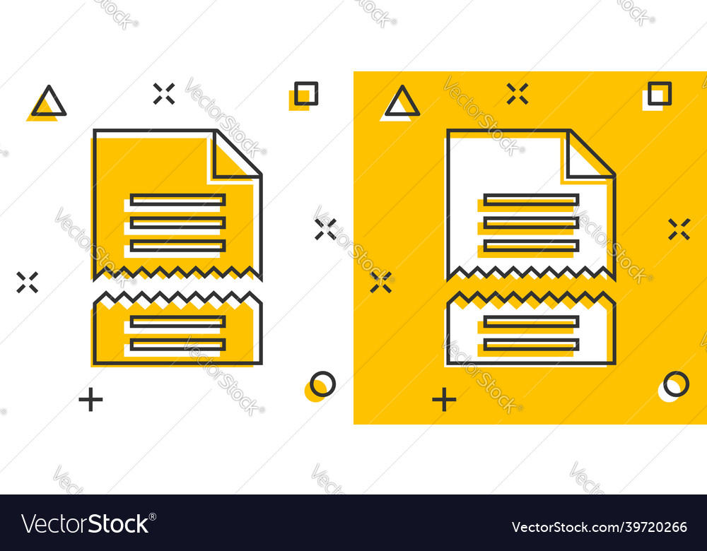 Document error icon in comic style broken report Vector Image