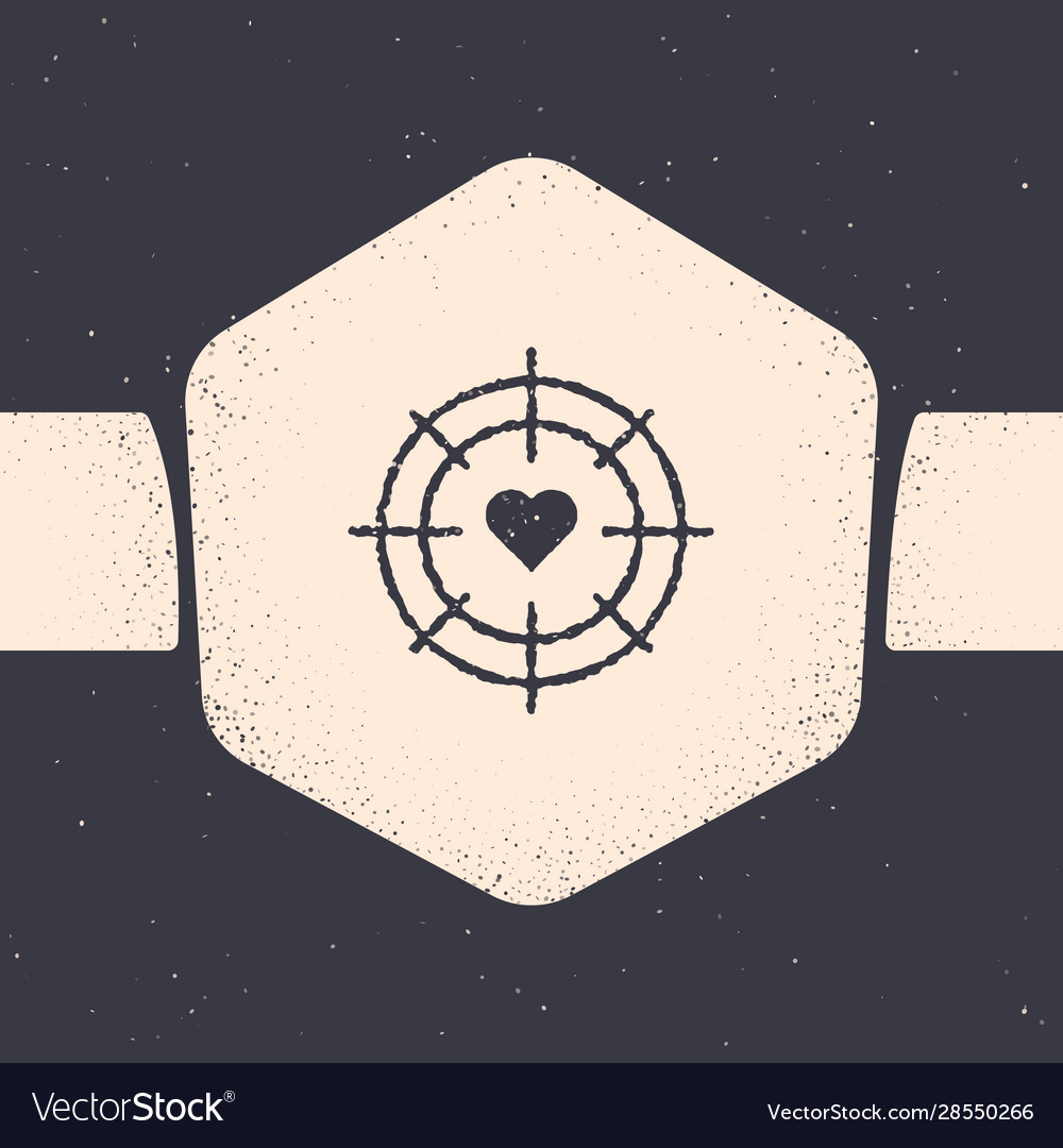 Grunge Heart In Center Darts Target Aim Royalty Free Vector