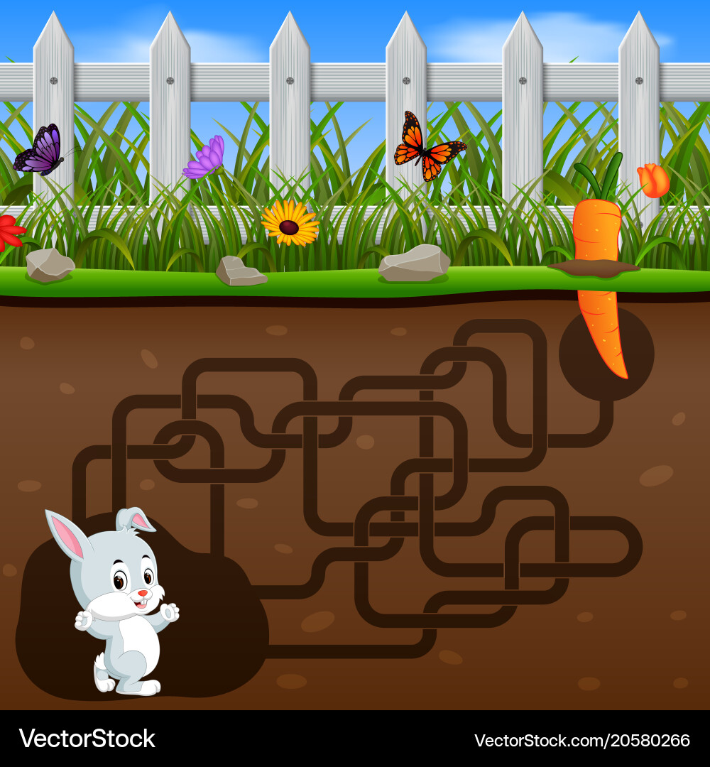 Help the rabbit to find carrot Royalty Free Vector Image