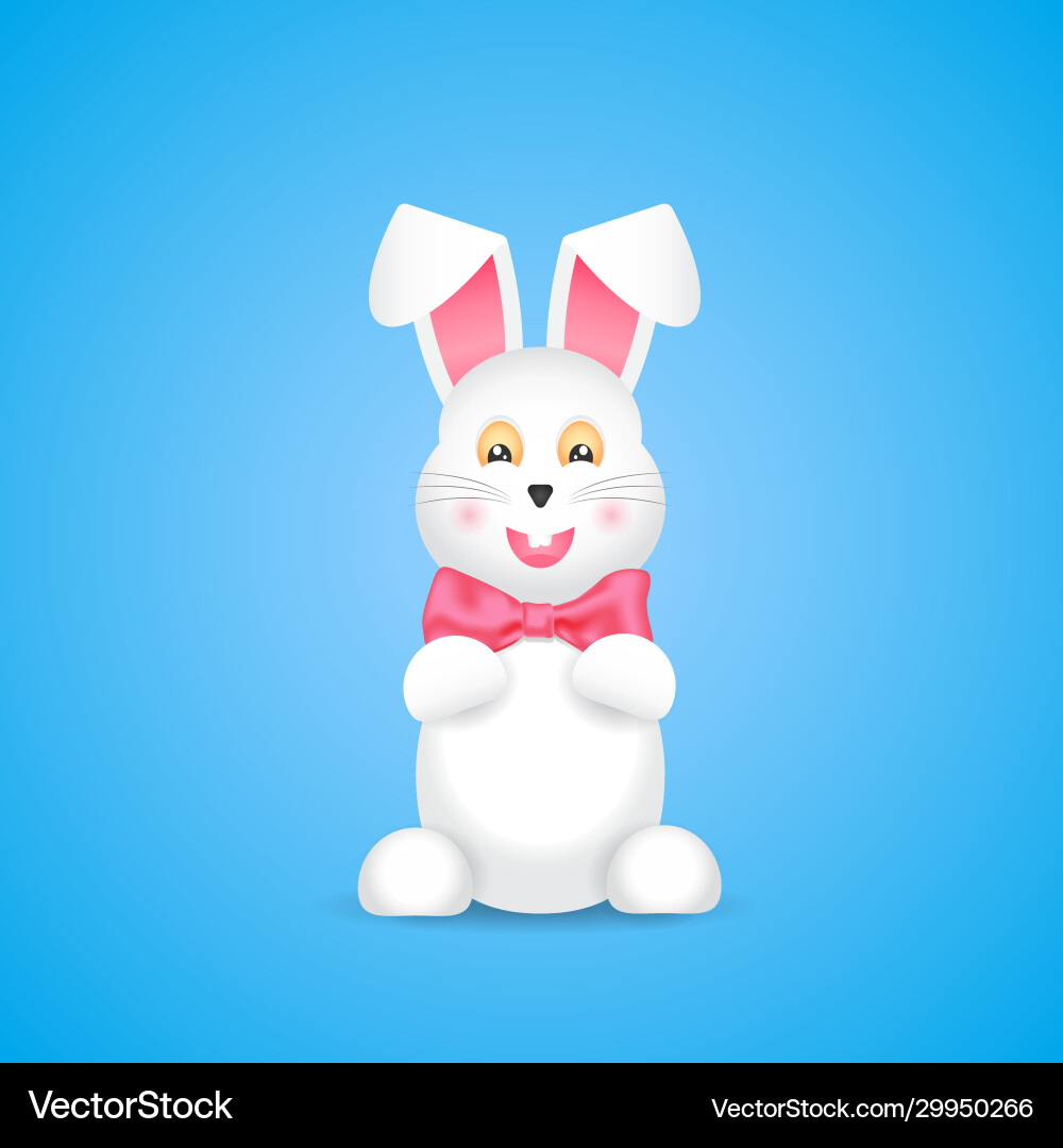 Isolated cartoon white rabbit with a pink bow Vector Image