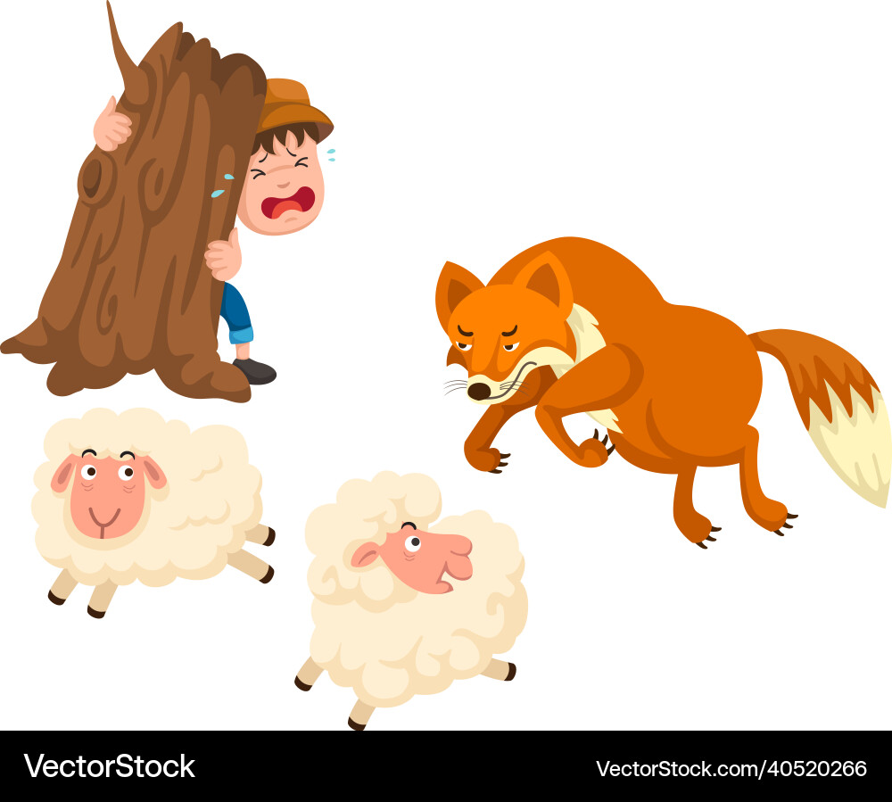 Isolated the shepherd boy fairy tale Royalty Free Vector