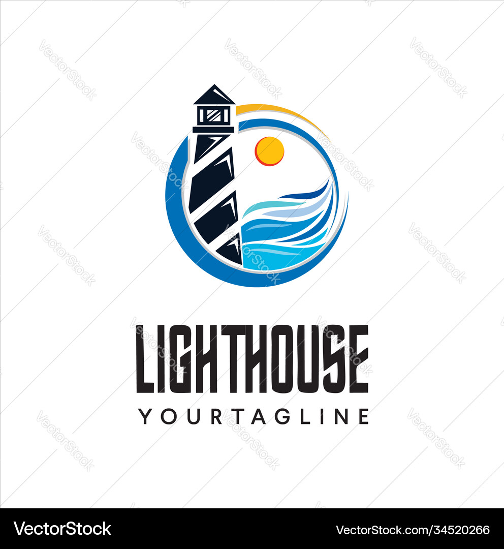 Lighthouse logo icon design beacon coastal ocean Vector Image