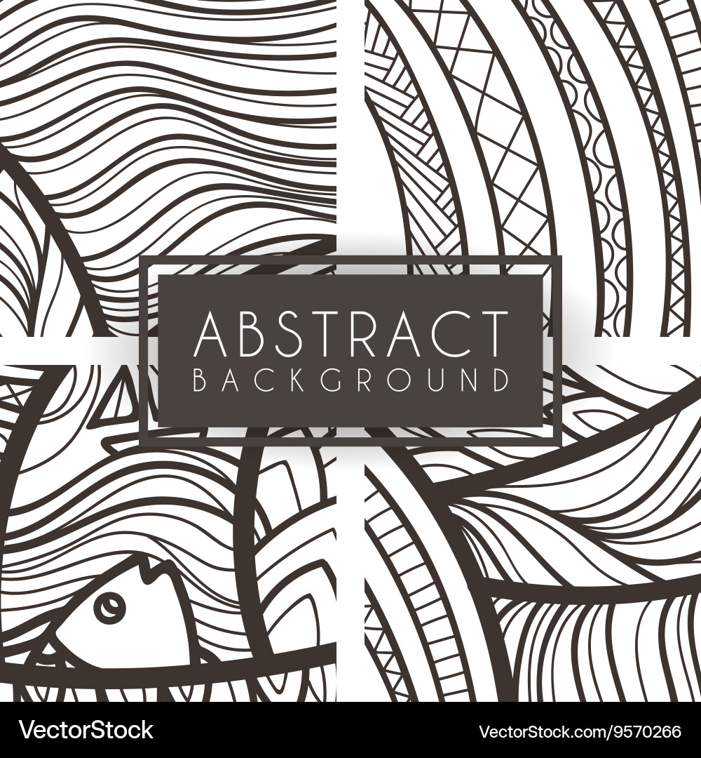 Set of four monochrome intricate patterns Vector Image