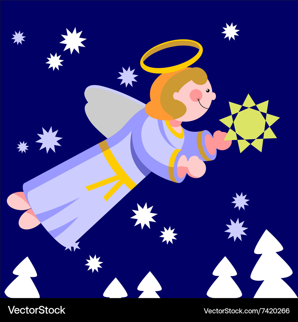 Smile angel in color 06 Royalty Free Vector Image