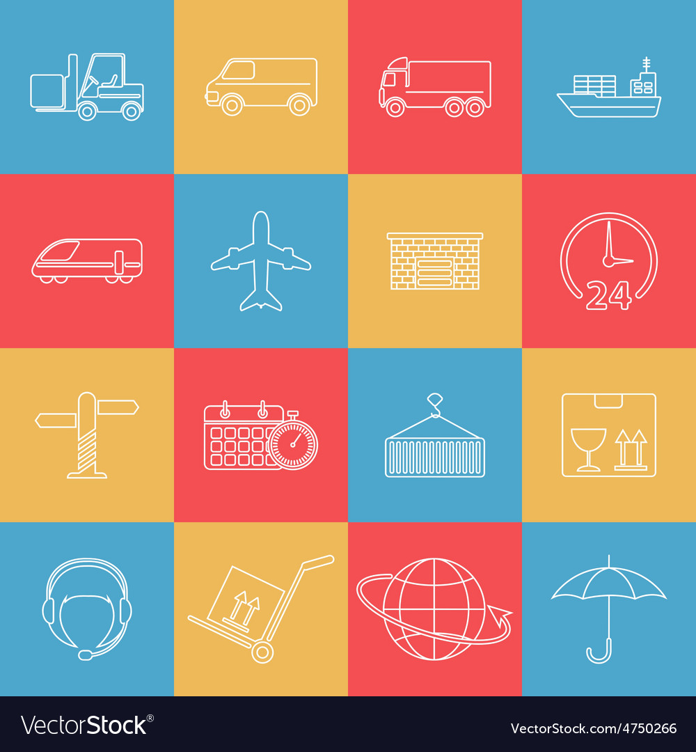 Transportation line icon set Royalty Free Vector Image