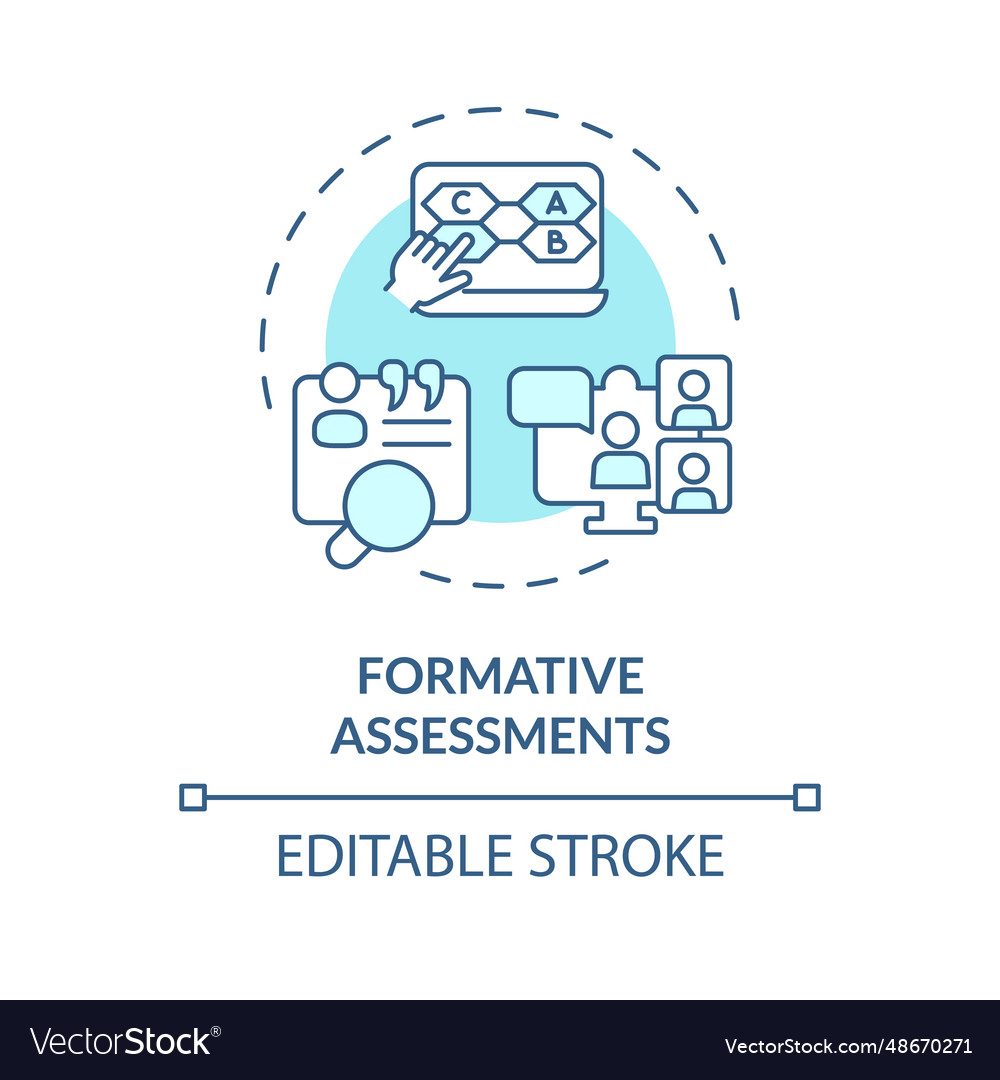 2d Blue Thin Linear Icon Formative Assessments Vector Image