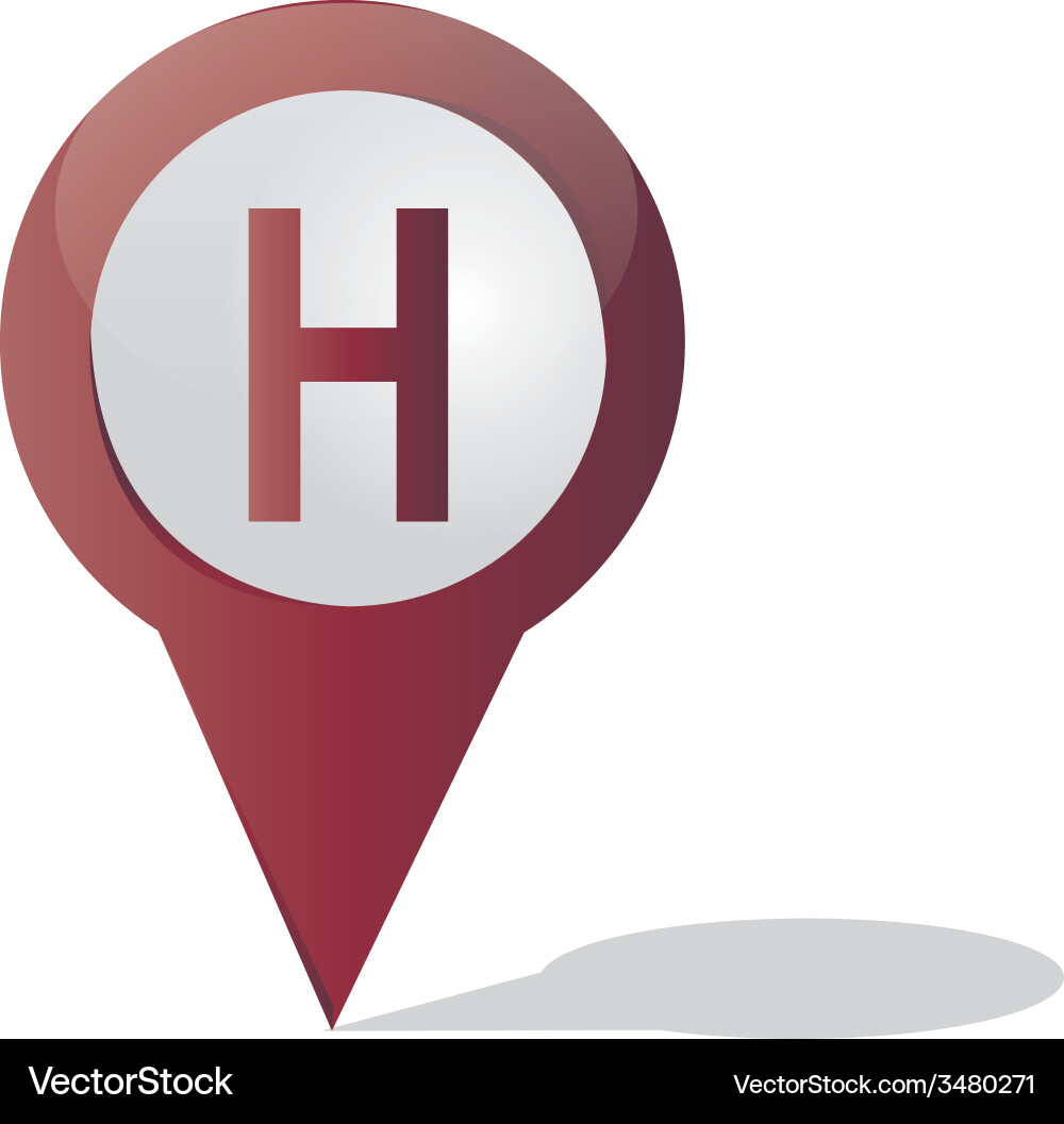 An isolated red pin with hospital icon inside Vector Image