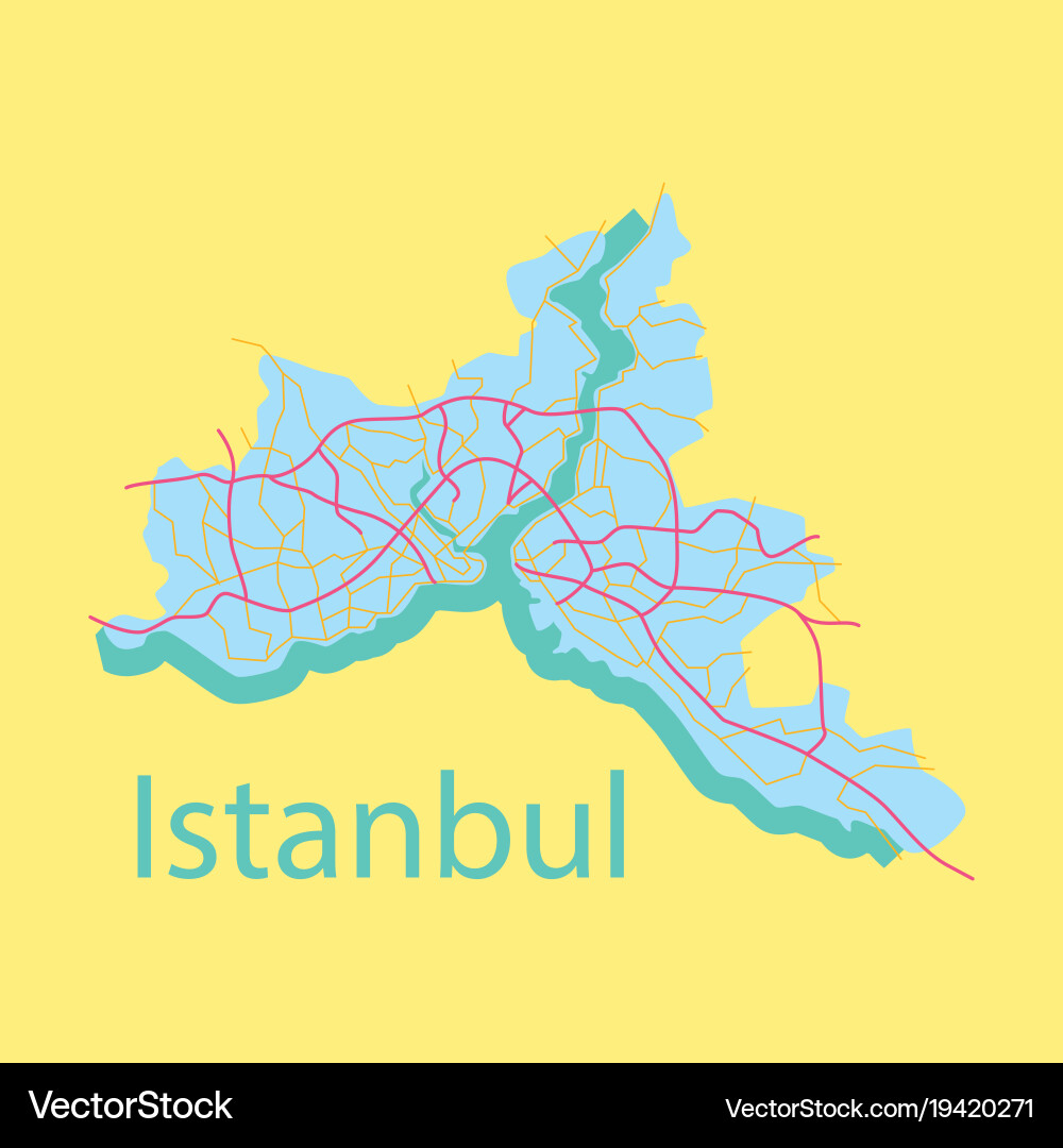 High quality map of istanbul flat with borders Vector Image