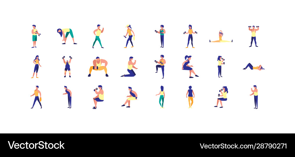 Isolated people doing sport icon set design Vector Image