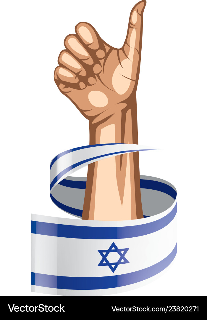 Israel flag and hand on white background Vector Image