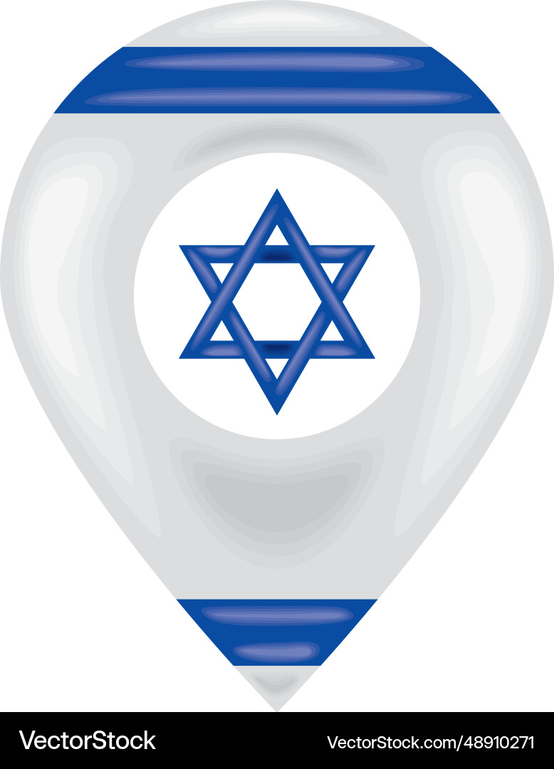Israel flag in pin location Royalty Free Vector Image