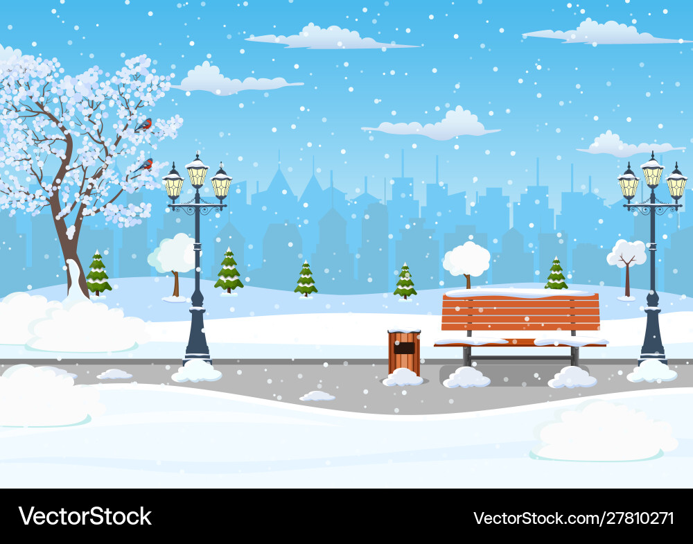 Landscape in winter city park Royalty Free Vector Image
